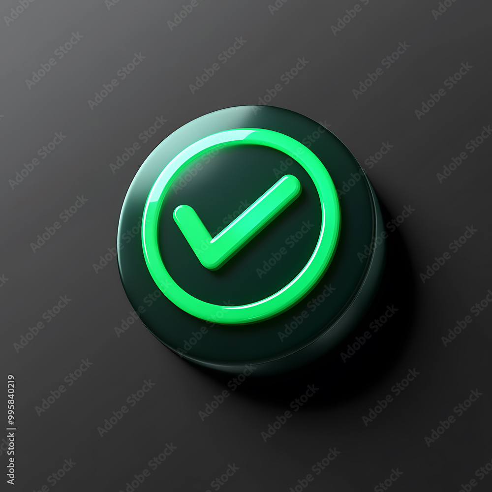 green approval icon, typically represented with a checkmark or tick ...