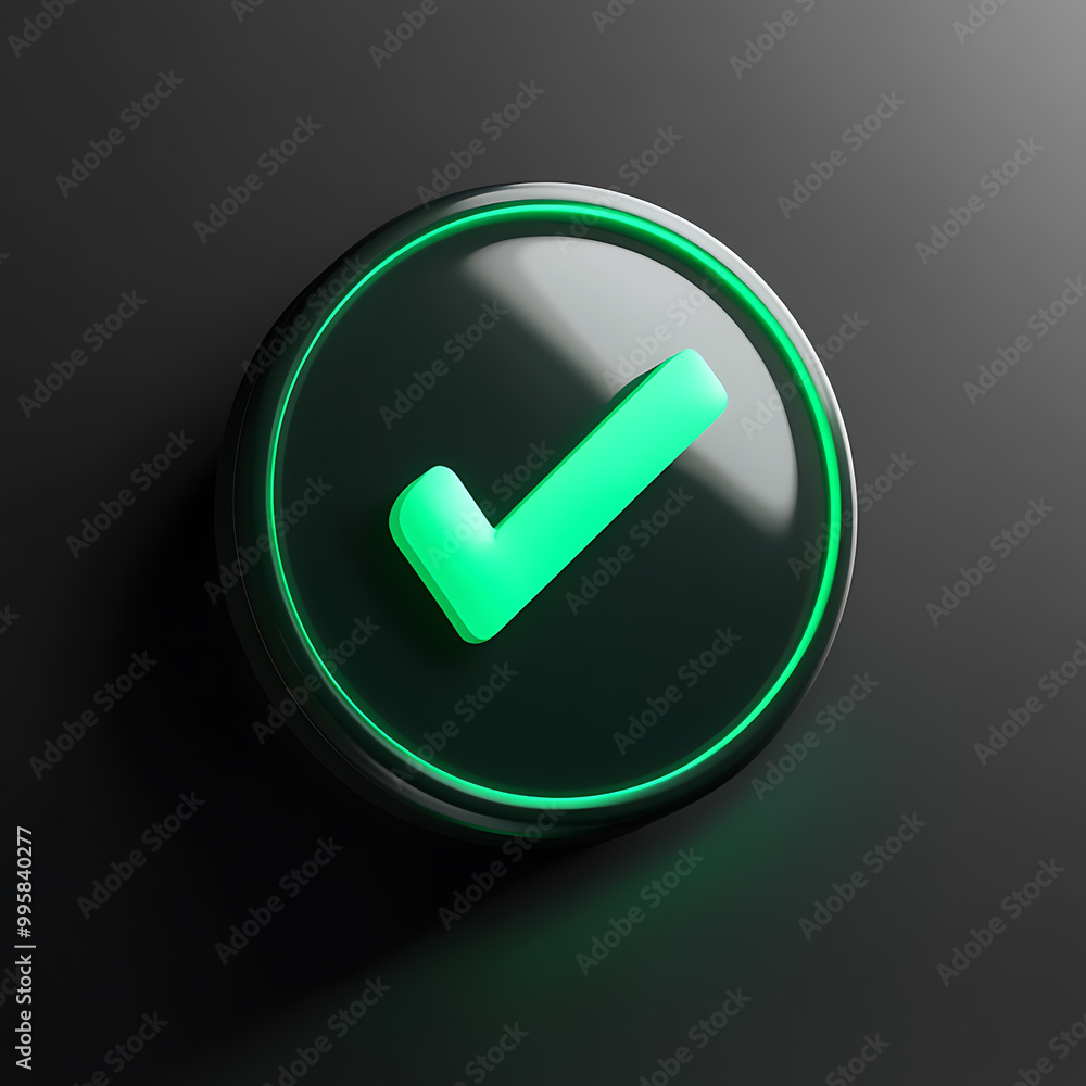 green approval icon, typically represented with a checkmark or tick ...