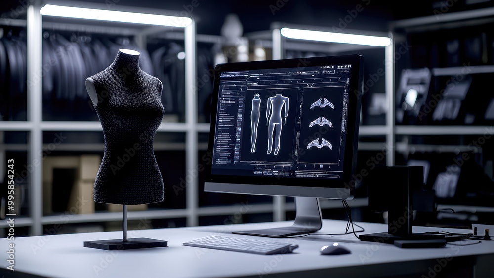 Modern Fashion Design Studio with Computer and Mannequin for Digital ...