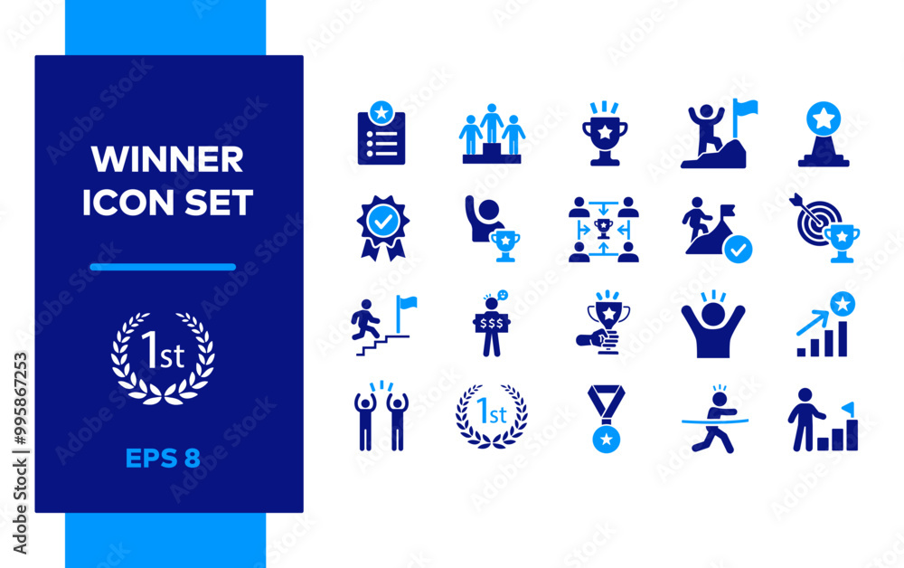 Icons representing achievements and rewards, trophies, podium, medal ...