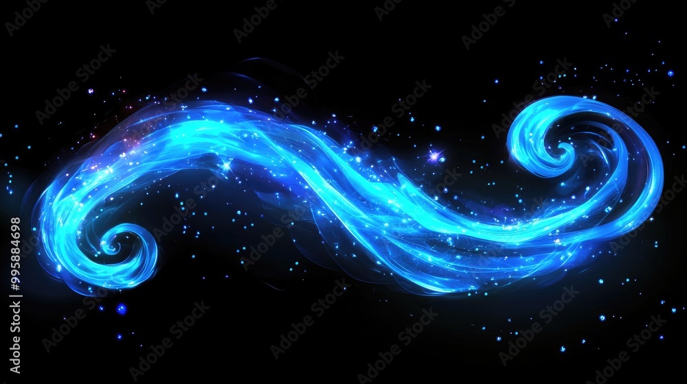 Glowing blue swirl with a wind effect creating a magical twirl ...