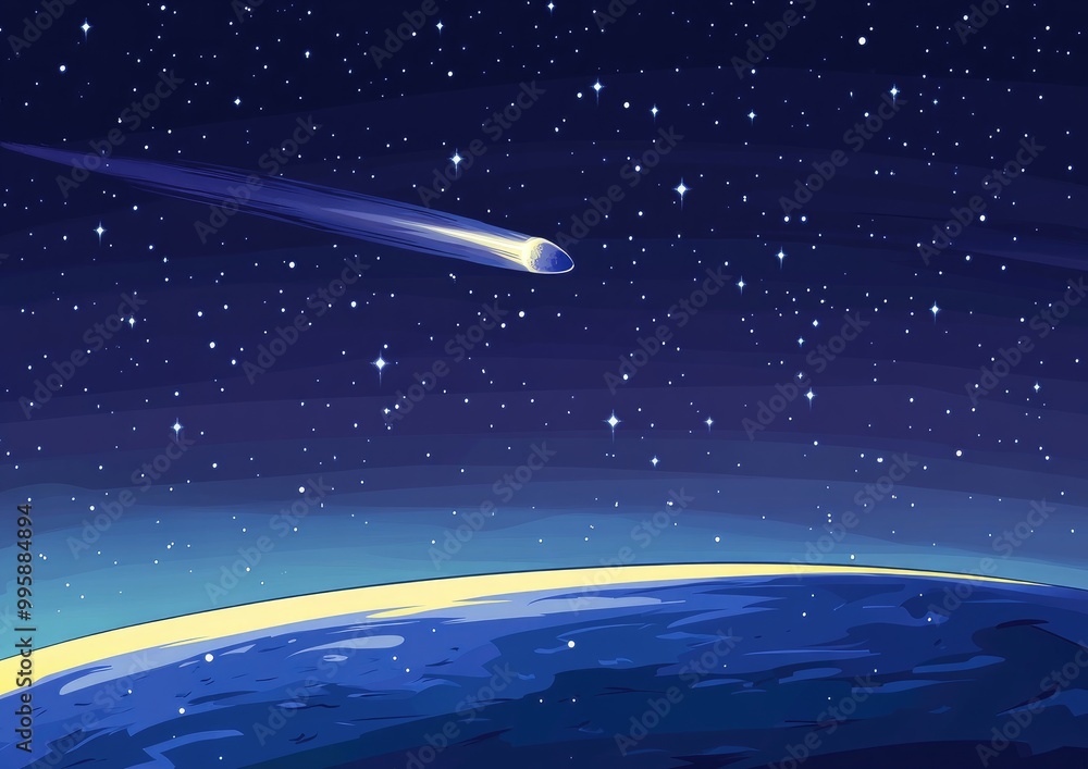 Halley s Comet illuminates the night sky descending towards the earth A ...