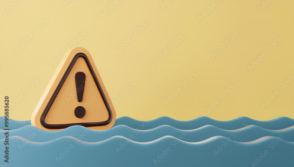 Warning sign in water, symbolizing caution and safety in aquatic ...