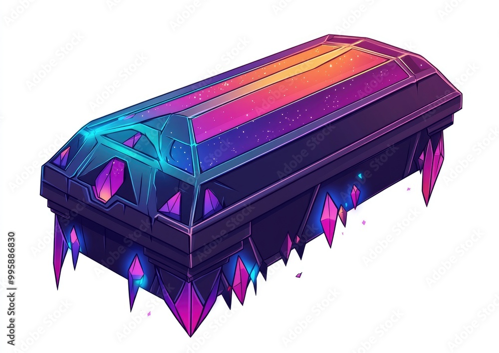 Colorful cartoon illustration of a coffin suitable for websites shops ...