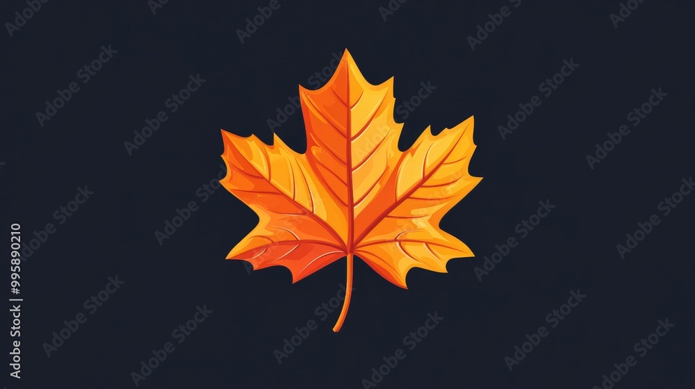 Cartoon style 2D icon of a maple leaf suitable for use as a logo ...