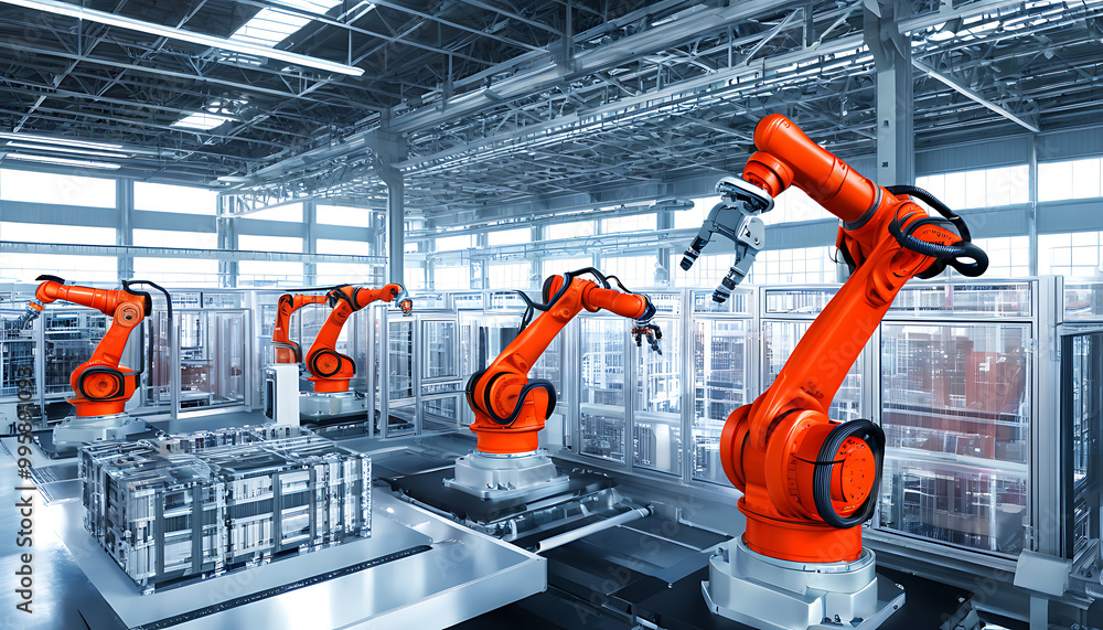 Industrial robot arms control the future of automation technology Stock ...