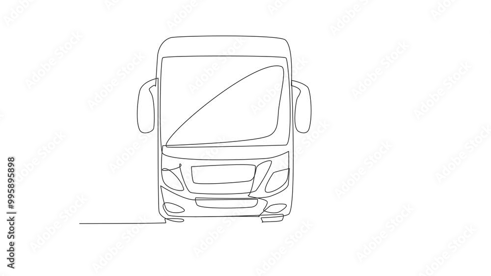 Self drawing animation of single continuous line drawing male bus ...
