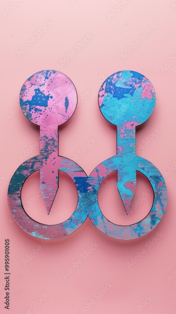A creative image with male and female symbols in blue and pink against ...