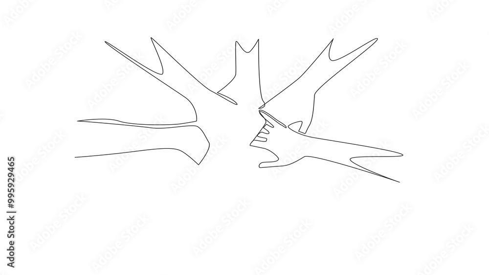 Animation of single continuous line drawing seven hands put their hands ...