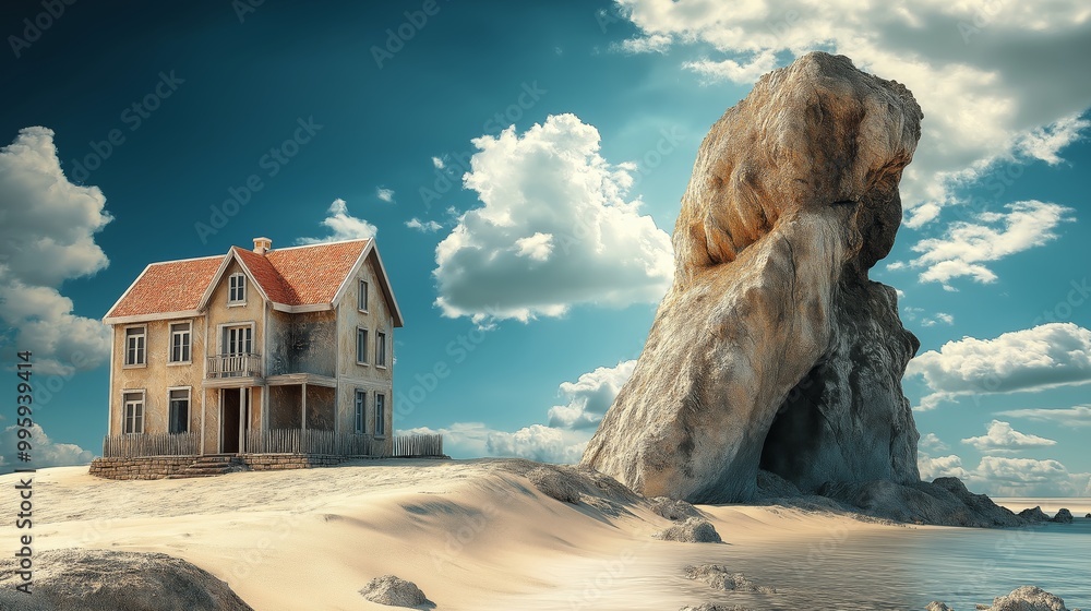 The parable of the houses built on sand and rock. A wise man builds his ...