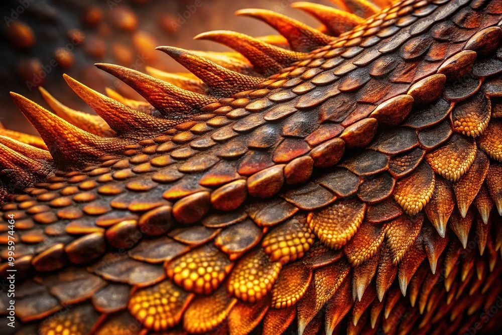 Detailed, high-contrast image of a mythical dragon's tail segment ...