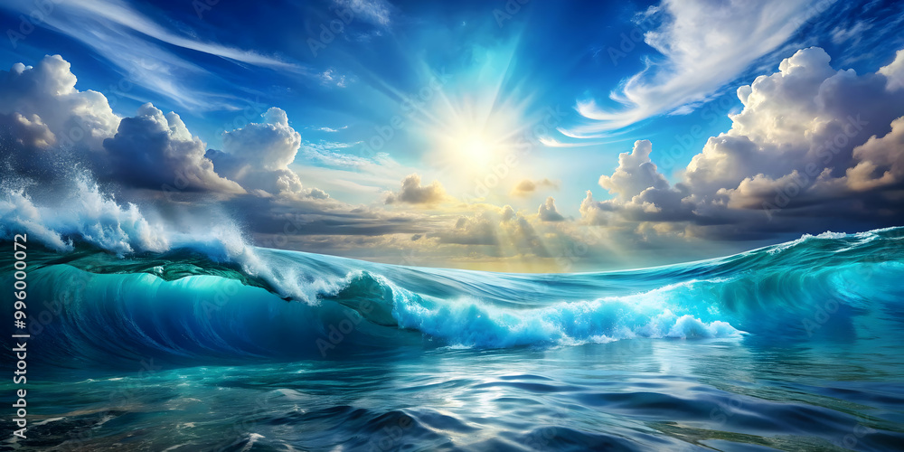 Ocean background with realistic rendering of sea waves and underwater ...