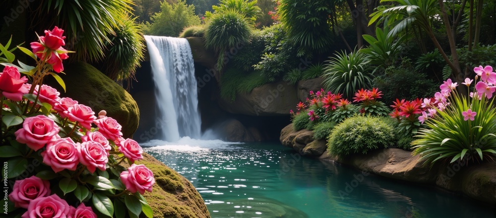 Stunningly rendered paradise landscape showcases an idealized magical ...