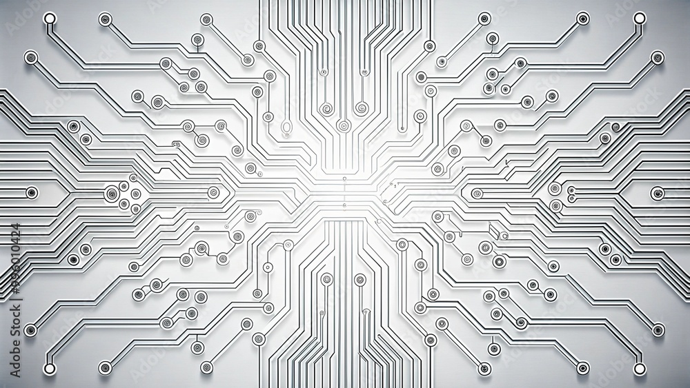 Circuit outline on pure white background technology background circuit ...