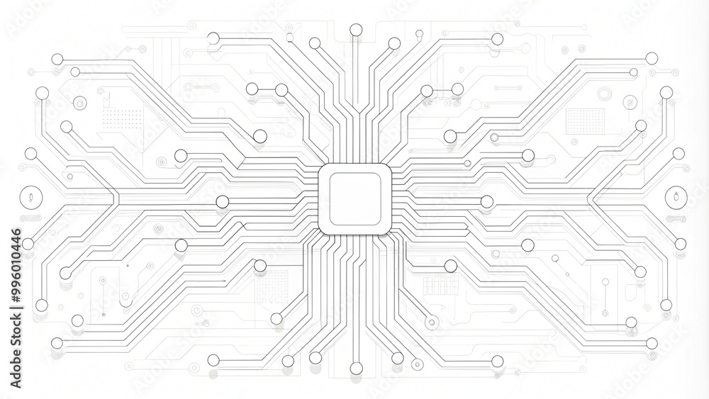 Circuit outline on pure white background technology background circuit ...