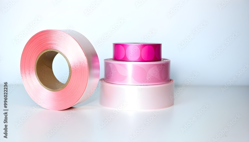 Elegant pink satin ribbon for branding, thermal printing labels, and ...