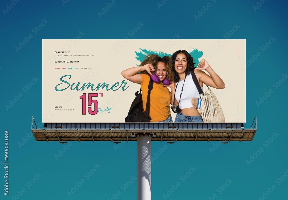 Summer Party Billboard Design Layout Stock Template | Adobe Stock