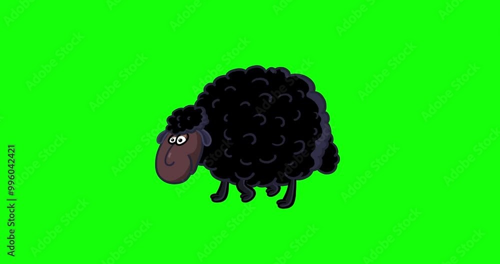 Black sheep one step move animation green screen. Cartoon animated ...