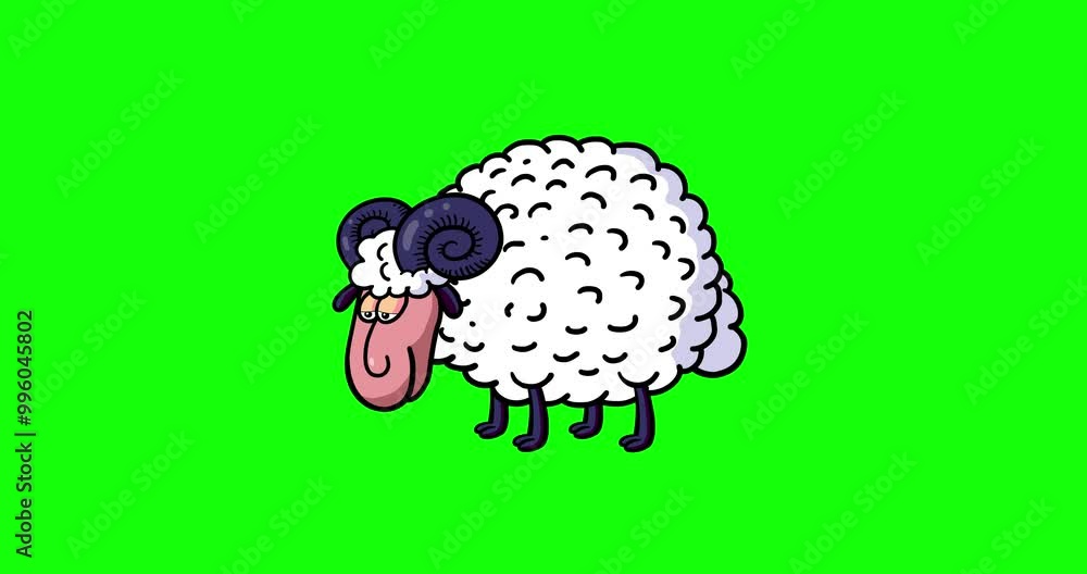 White ram animation eating something greenbox. Cartoon animated ...