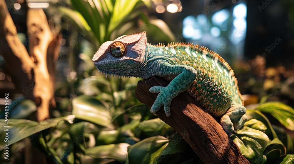 A zoo exhibit featuring rare reptiles, from colorful chameleons to ...