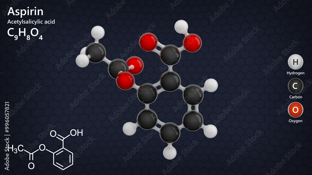 The formula of Aspirin (acetylsalicylic acid) C9H8O4. Acetylsalicylic ...