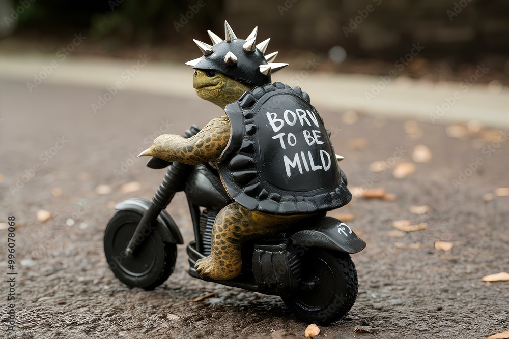 Biker Tortoise: A tortoise dressed in leather gear, riding a tiny ...