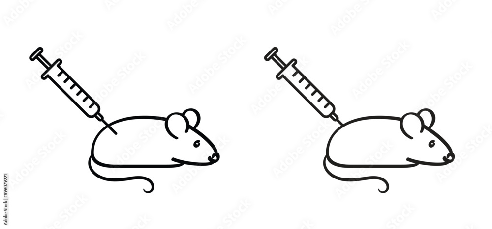 Cartoon lab mouse injection needle. Laboratory test, Animal testing ...