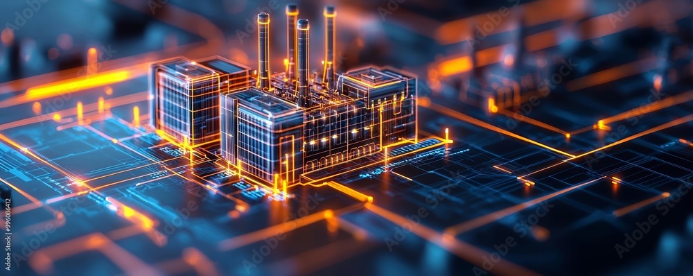 Virtual power plant model, glowing digital architecture highlighting ...
