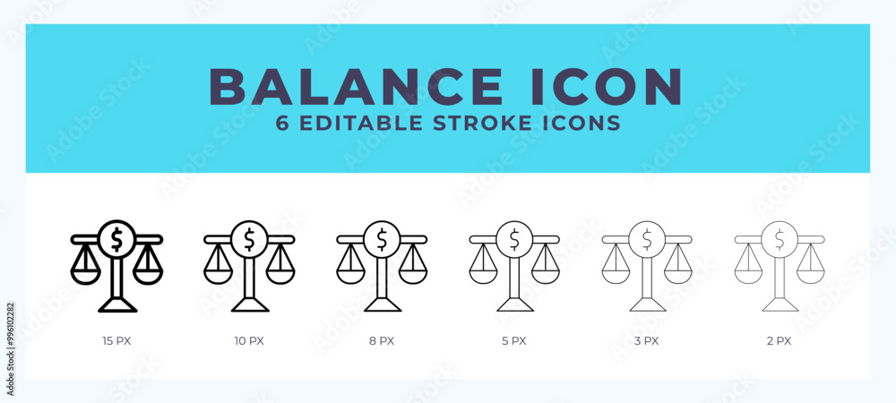 Balance lineal icon symbol vector. Black outline for web. App ...