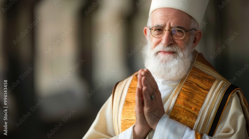 Rabbi Offering Blessing During Rosh Hashanah Celebration, A solemn ...
