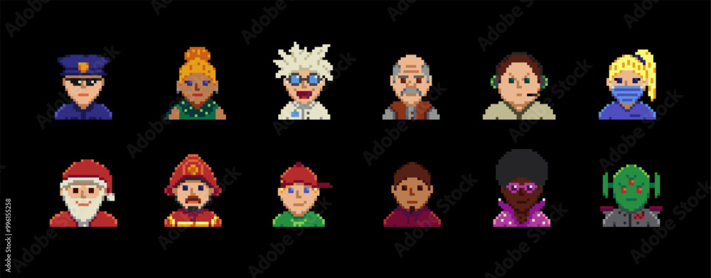 Avatar pixel characters, youth men and women, cartoon vector icons ...
