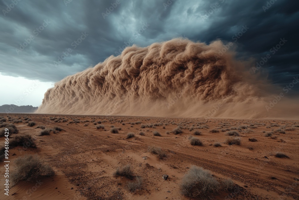 A stunning photograph capturing a massive wall of sand moving across ...
