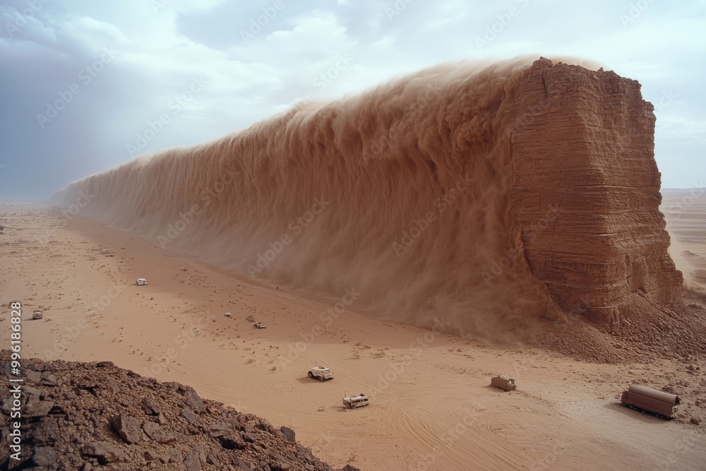 This striking image captures a gigantic sandstorm rolling over ...