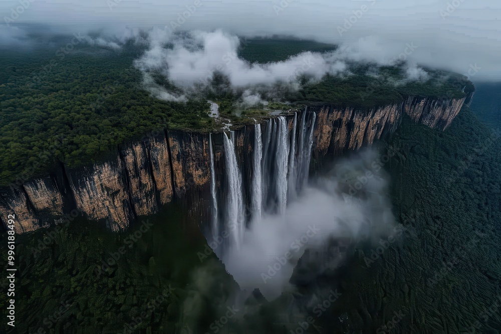 This photograph offers a wide view from a cliff edge capturing multiple ...