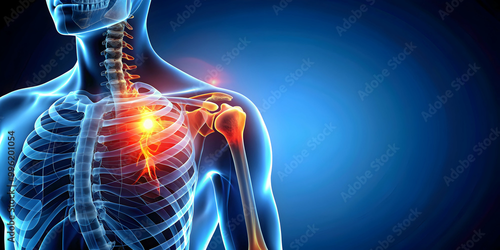 Painful shoulder joints concept , frozen shoulder, impingement ...