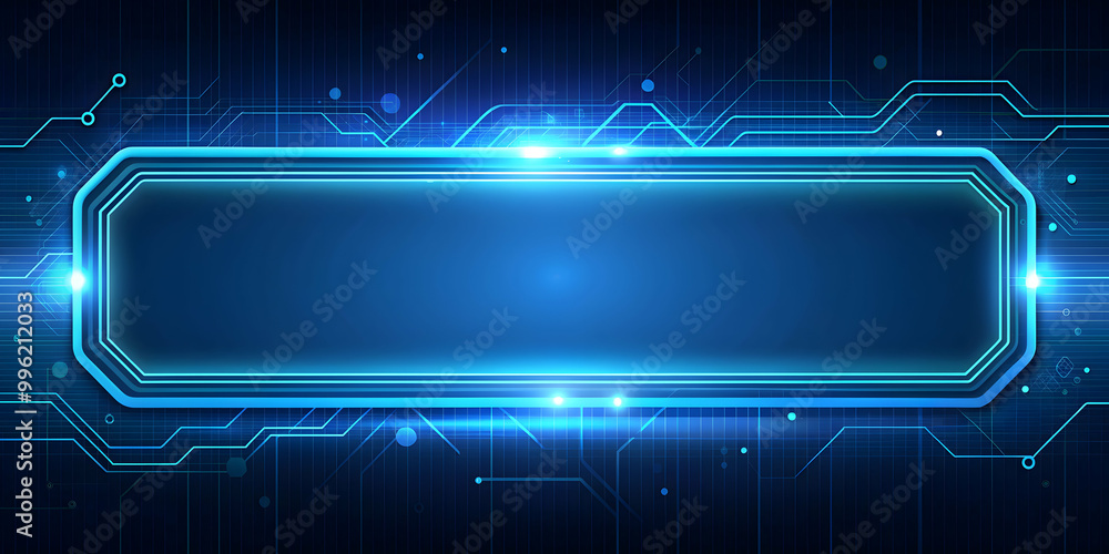 Banner with futuristic digital line text frames and speech bubbles for ...