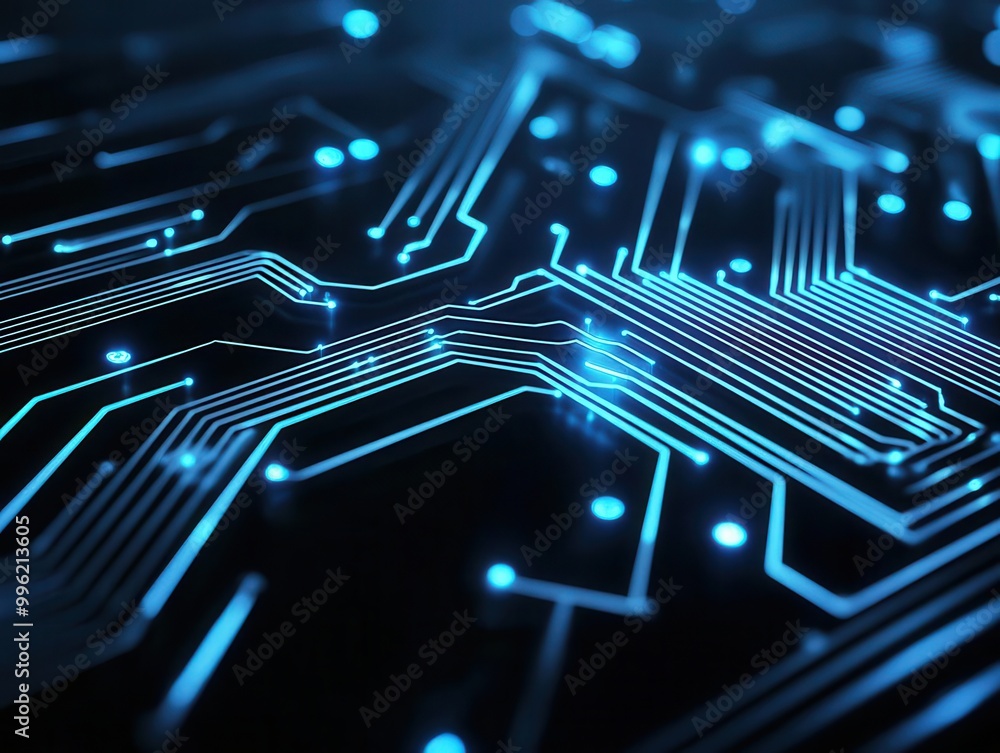 Simple tech background with glowing circuit traces, minimalistic design ...