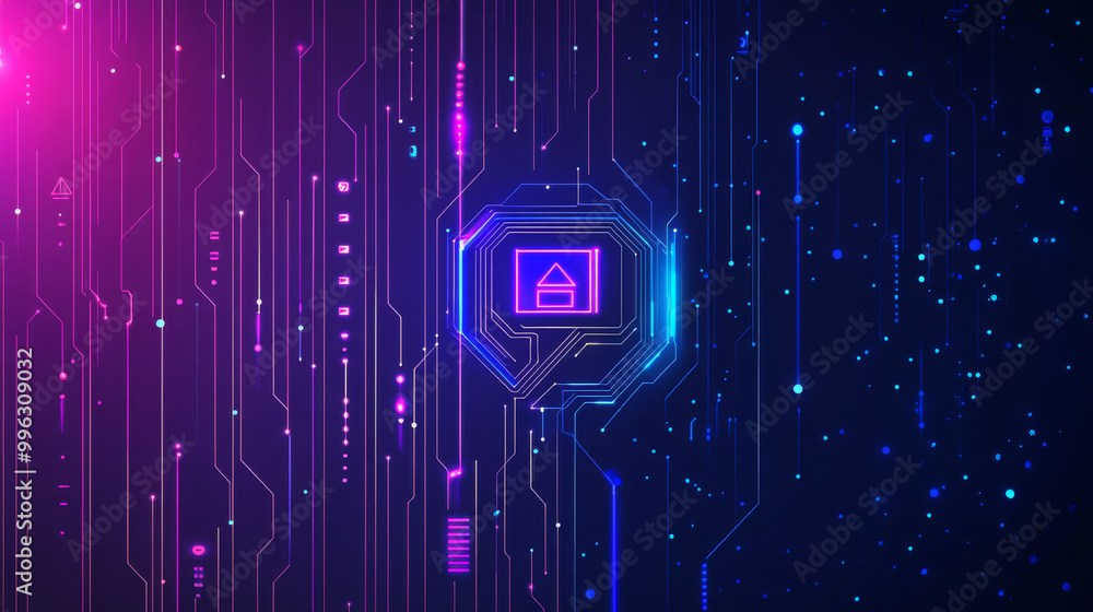 Artificial Intelligence concept featuring a circuit-style electric line ...