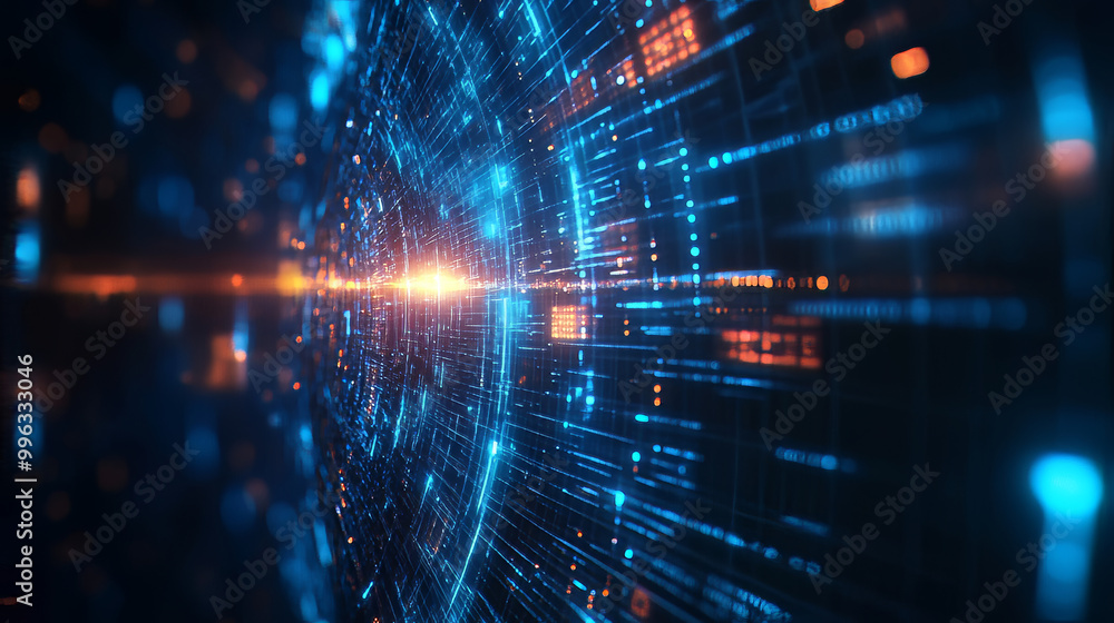 Innovation, ideas, and technological solutions concept. A light bulb ...