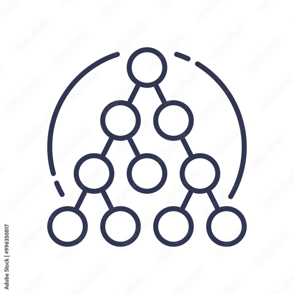 Illustration of a hierarchical tree data structure with nodes and ...