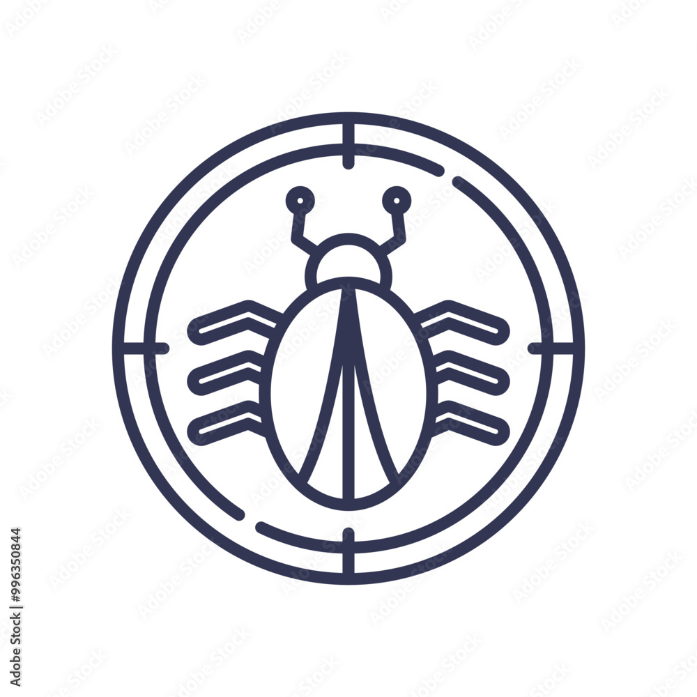 Illustration of a bug inside a target, symbolizing issue identification and debugging. Stock ...