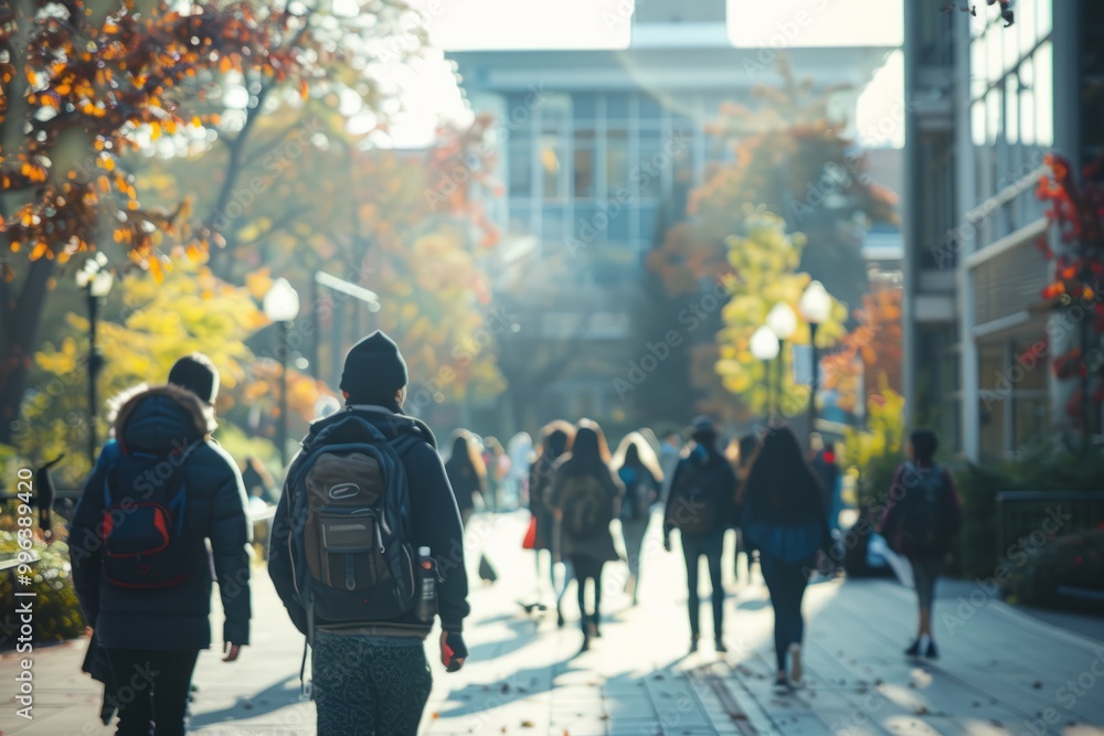Pull back to a wide shot of the bustling campus, juxtaposing the serene ...