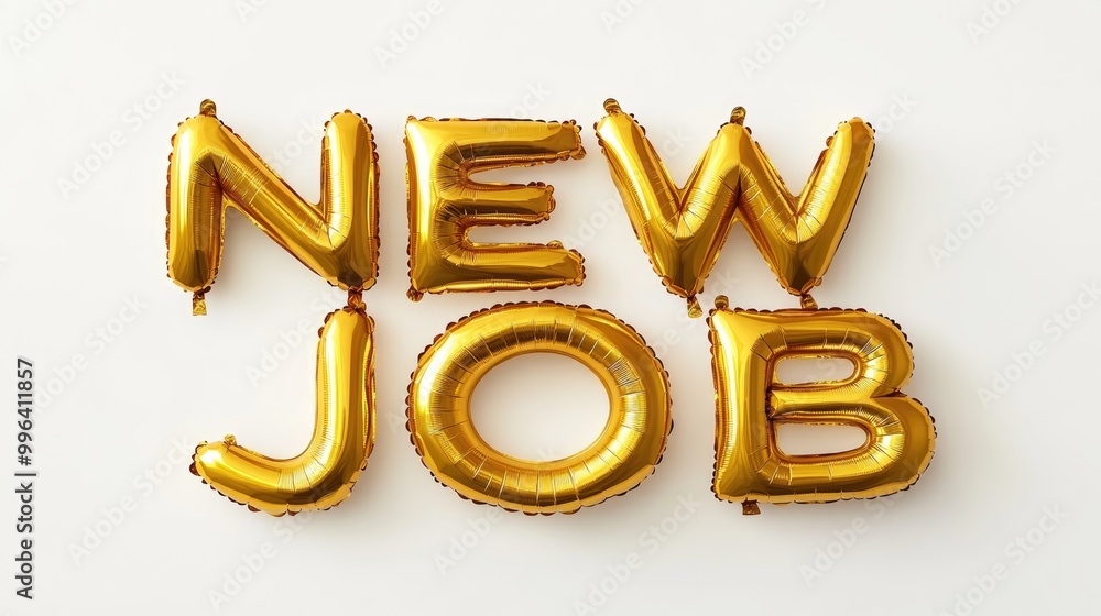 Inflatable balloon letters spelling NEW JOB isolated on a white ...