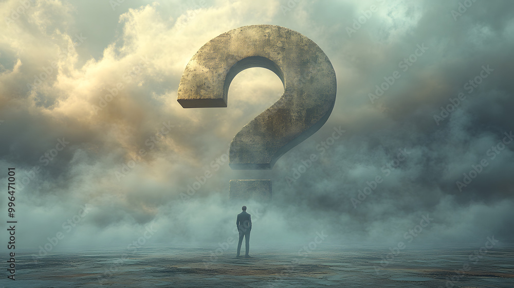 A Person Stands in Front of a Large Question Mark Symbol, Evoking ...