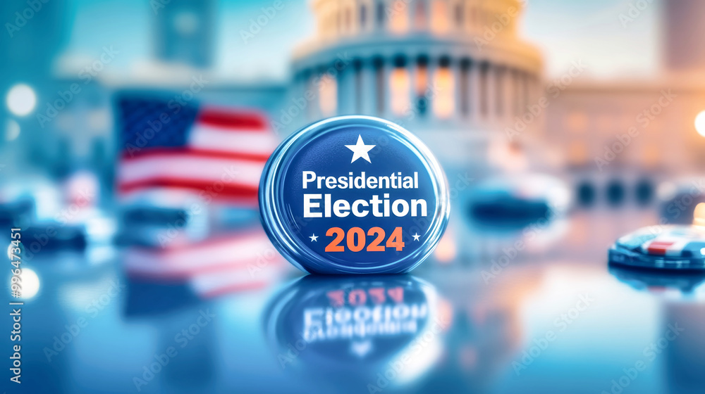 A striking campaign button for the 2024 presidential election ...