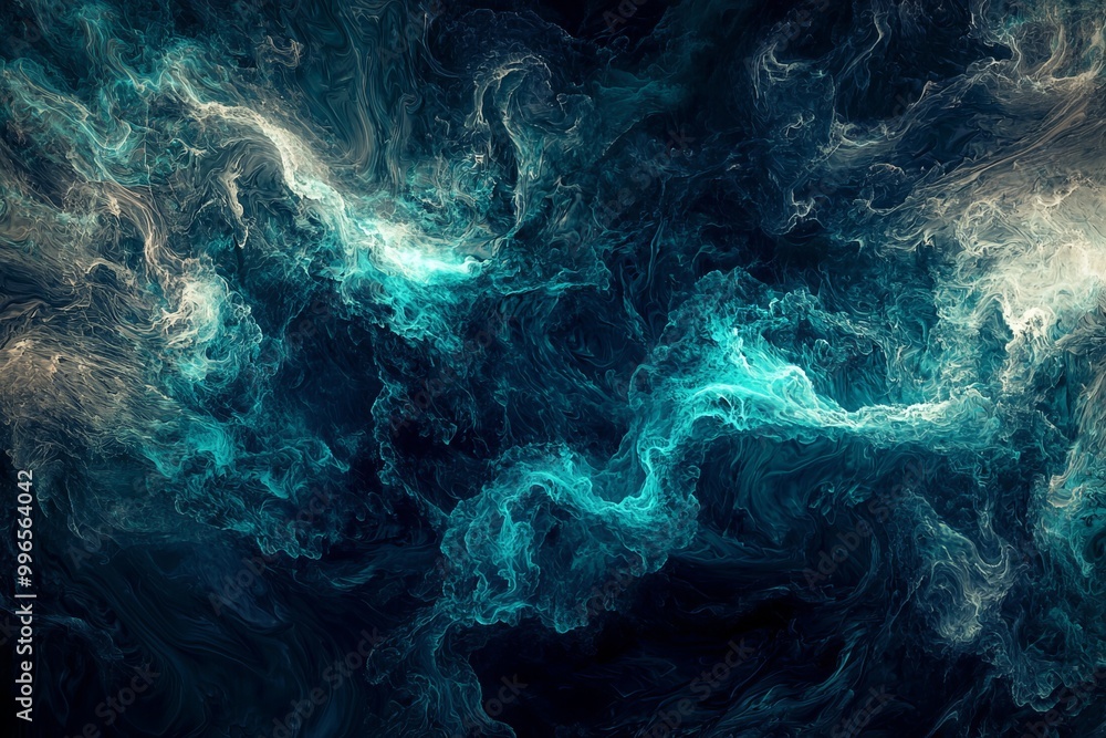 The background is a blue flow pattern, video noise, abstract minimalism ...