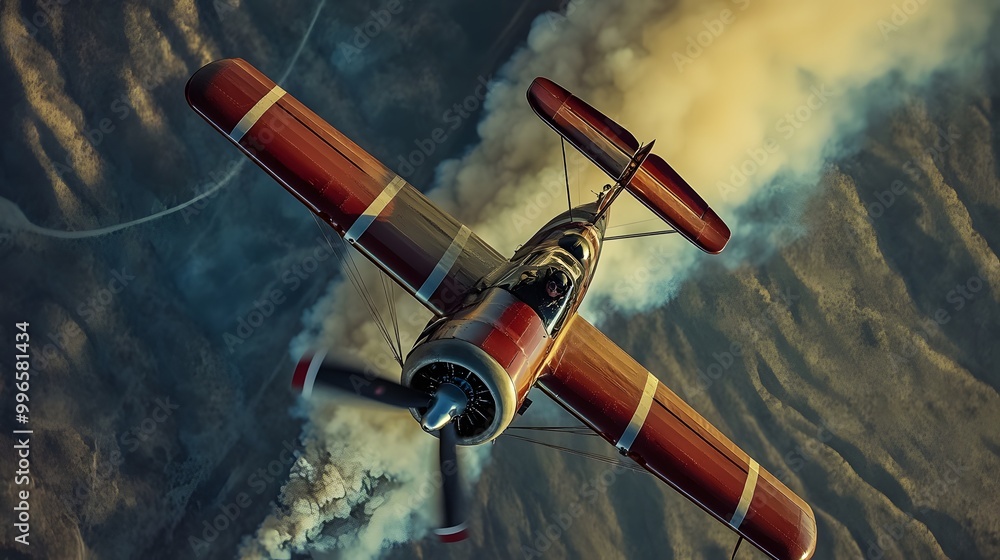4. An aerial scene of a pilot performing a daring maneuver in an ...