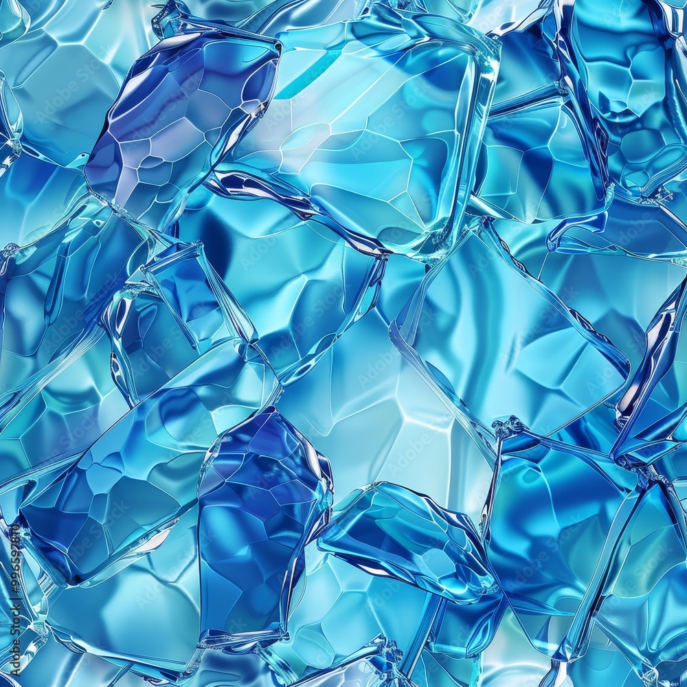 Blue graphics with rough glass edges. The gradient colors are vivid and ...