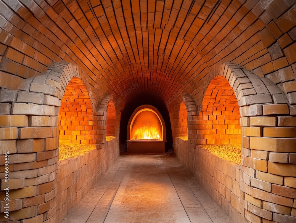 Brick Kilns Glowing with Fiery Heat, A View of the Interior of a ...