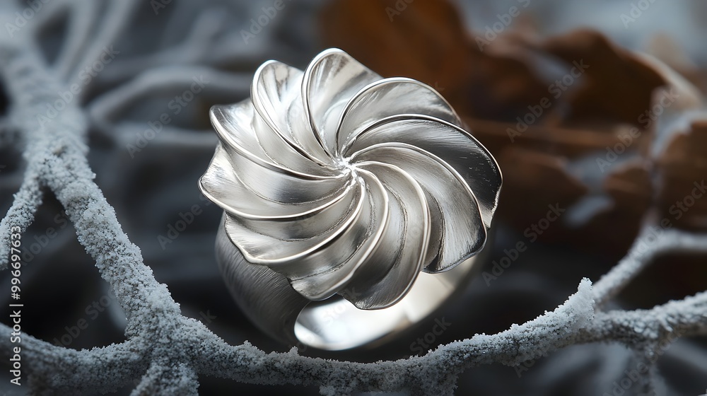 Breathtaking white gold floral ring with a hypnotizing spiral of serene ...